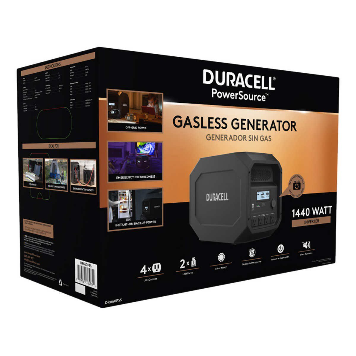 Duracell PowerSource 660 Quiet Portable Battery Powered Generator, 660 ...