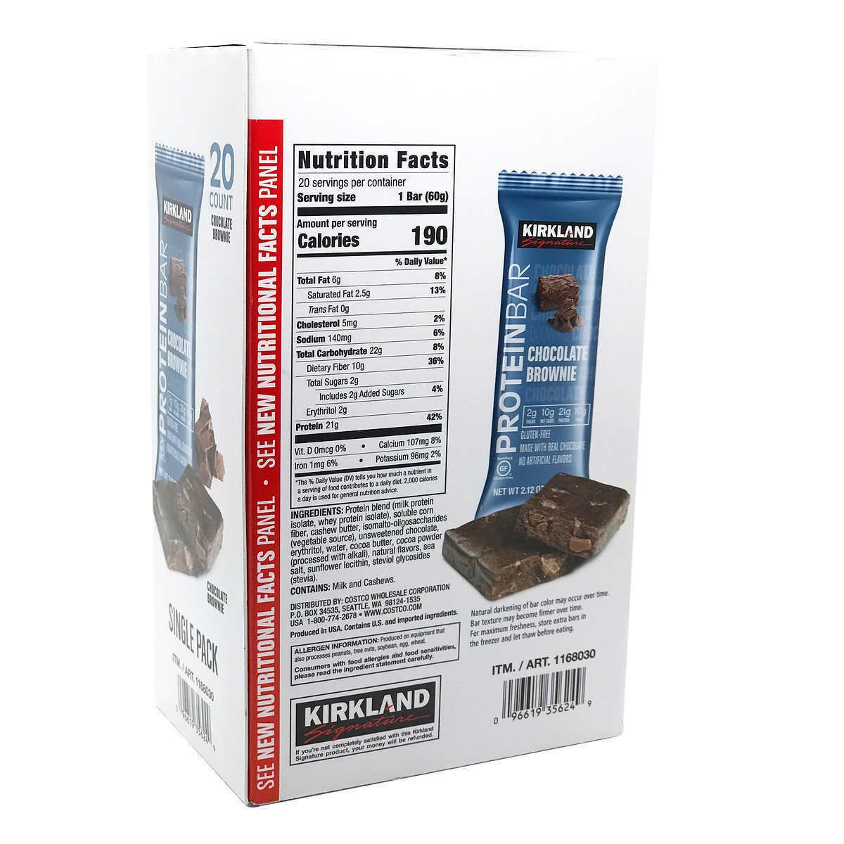 Kirkland Signature Protein Bars, Chocolate Brownie 20-count, 2-pack