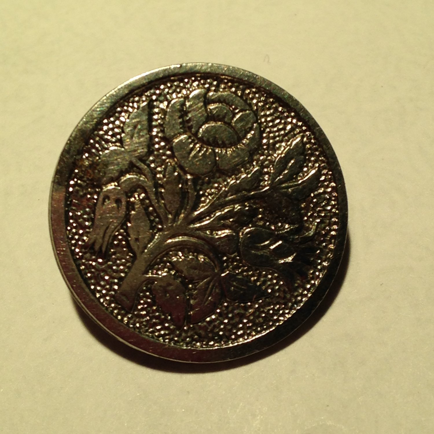 Antique Flat Steel Rose Button