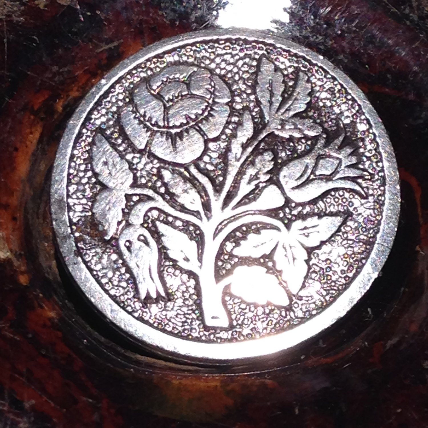 Antique Flat Steel Rose Button