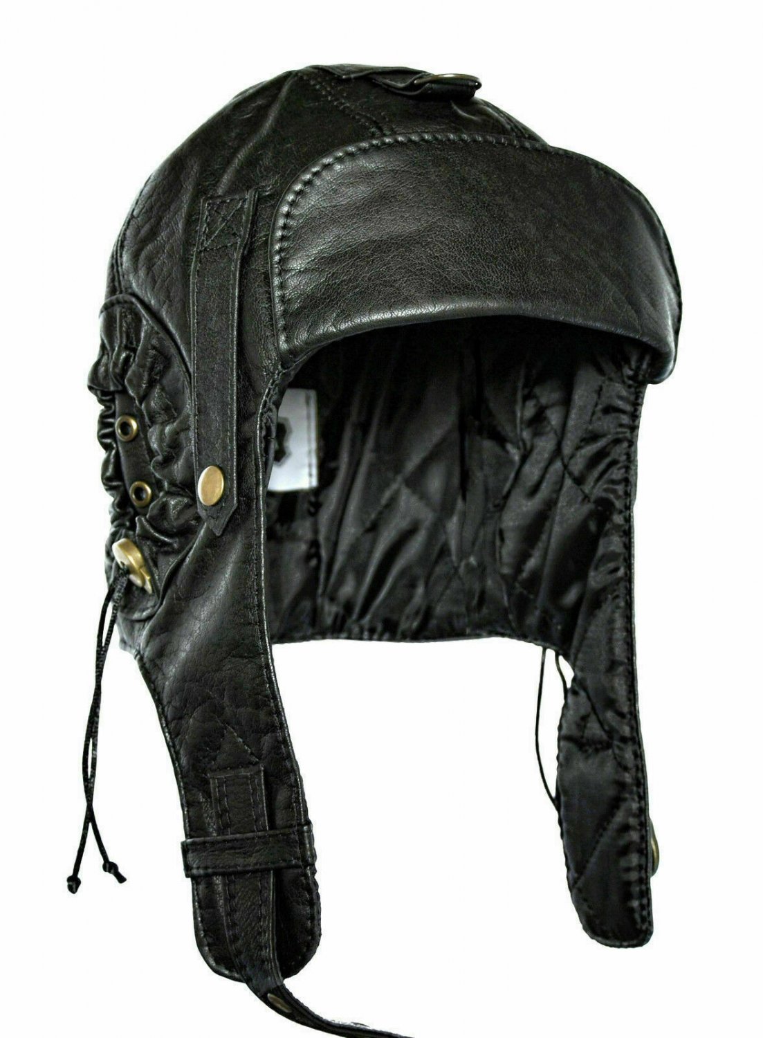 Leather Aviator Hat Biker Helmet Motorcycle Leather Gear Pilot Cap ...