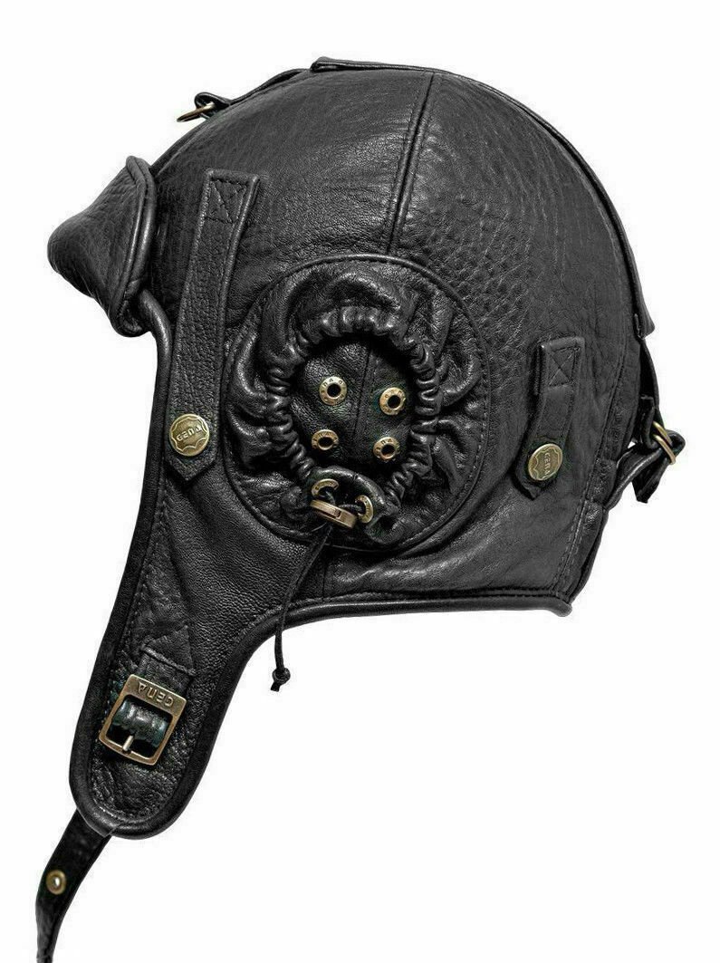 Leather Aviator Hat Biker Helmet Motorcycle Leather Gear Pilot Cap ...