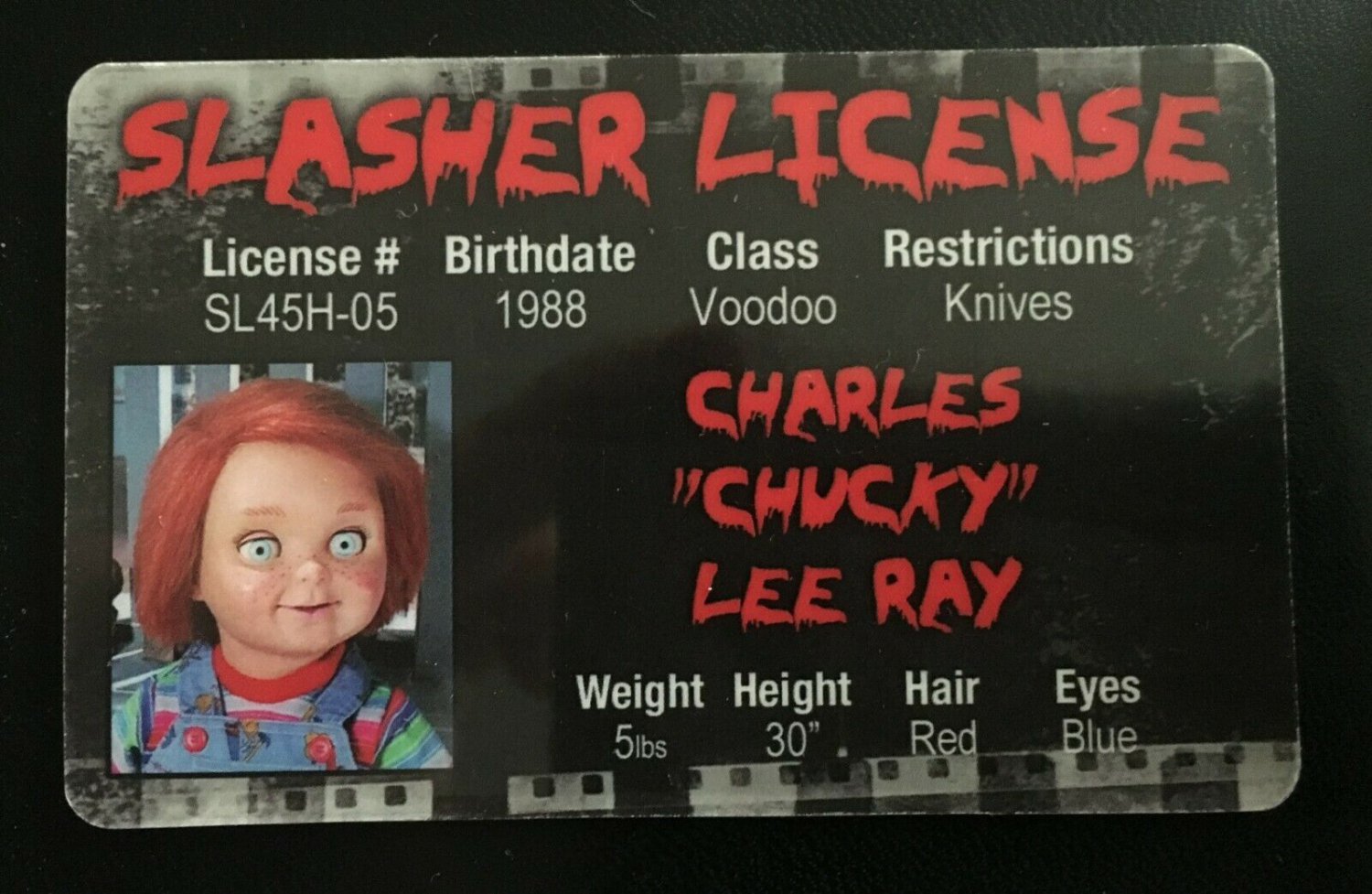 Chucky Child's Play Slasher License ID Driver Good Guys Doll Horror ...