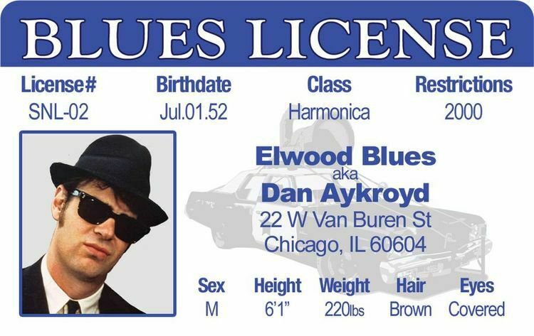Jake & Elwood Blues 2 IDs from Blues Brothers Movie Fake Joke Drivers ...