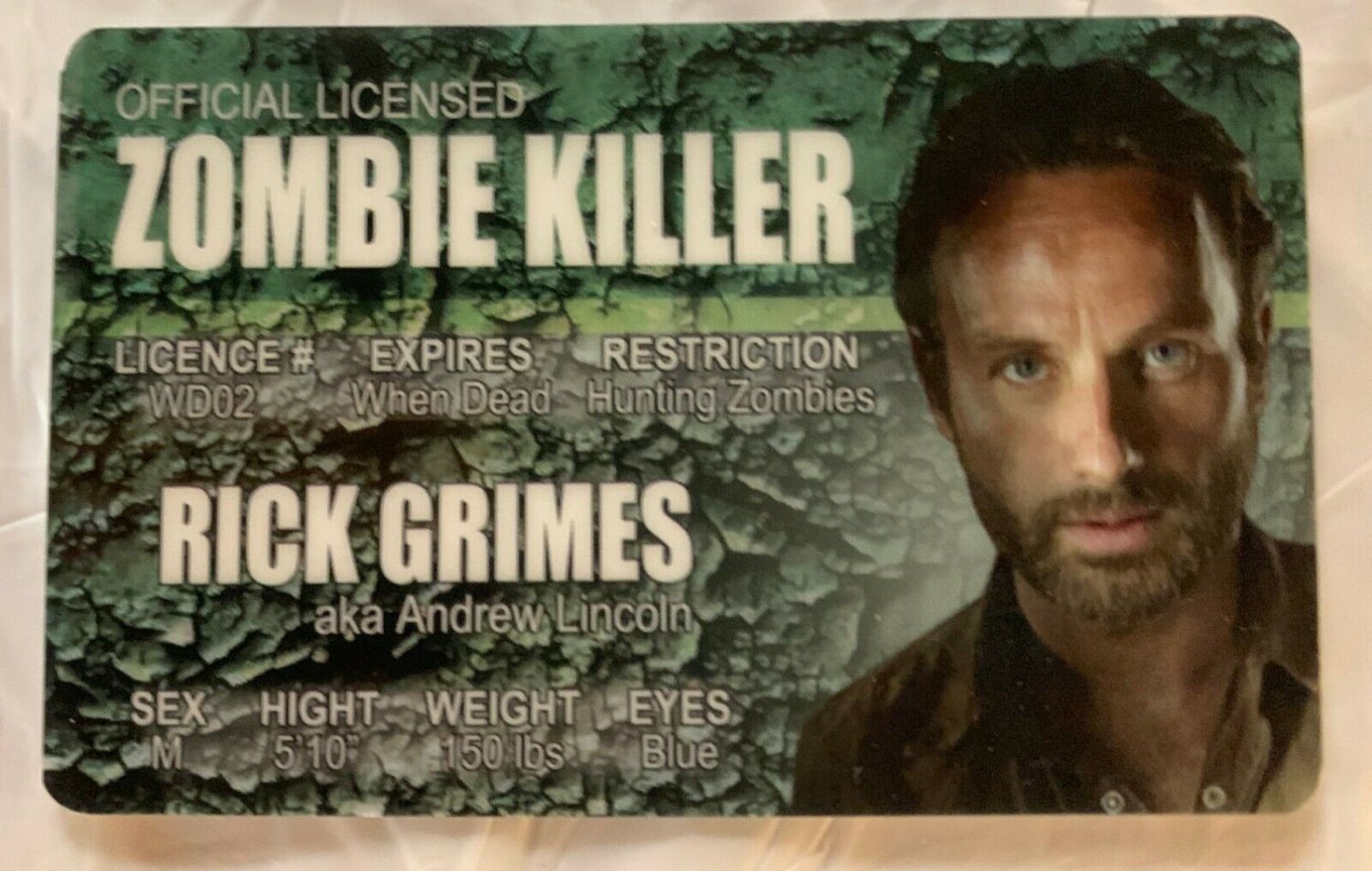 Rick Grimes Zombie Killer ID Horror TV Walking Dead Walkers Drivers License