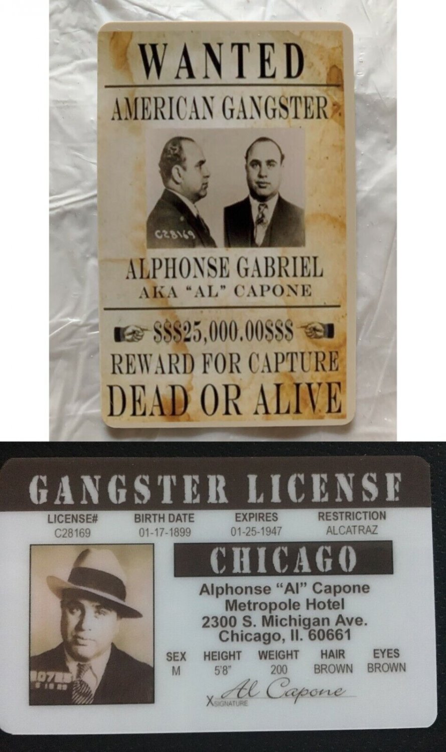 Al Capone card & Wanted MAGNET Scarface Gangster Chicago Mafia Mob 2 ...