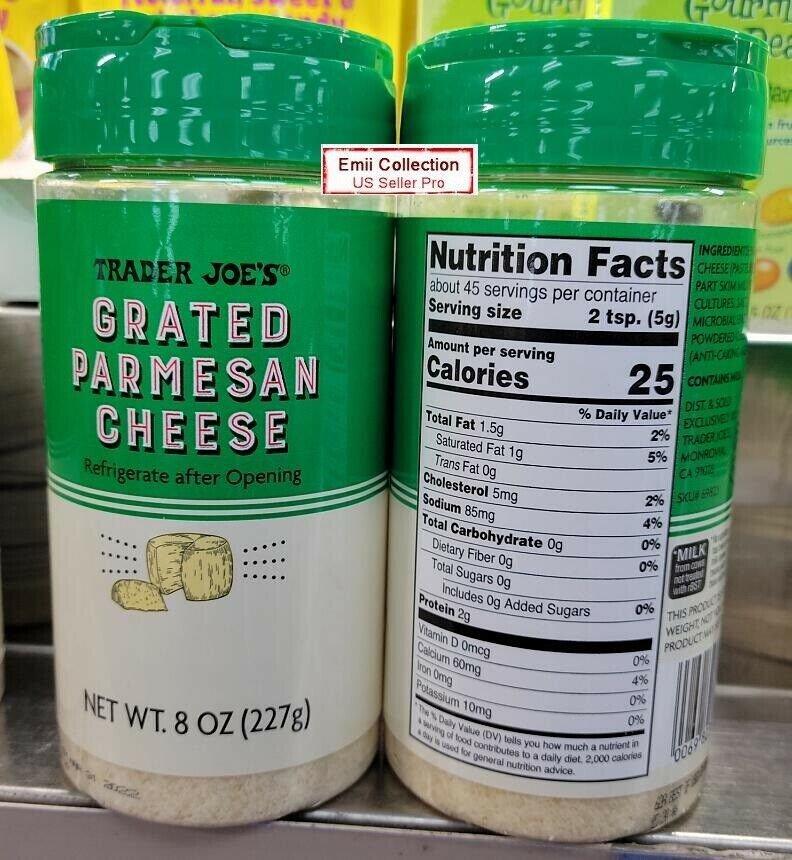 Trader Joes Grated Parmesan Cheese 8oz 227g 2 Bottles