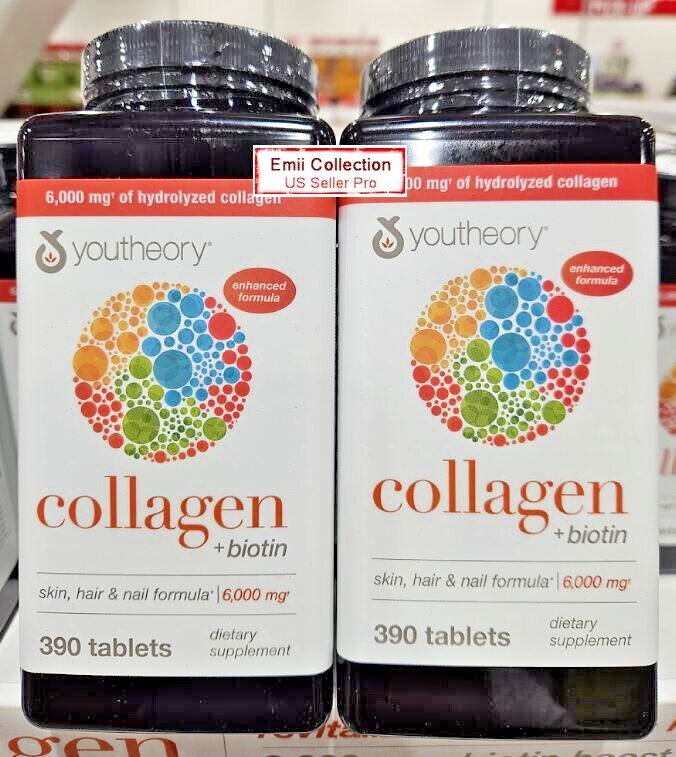 Youthory Collagen Biotin 6000mg Enhanced Formula 390 Tablets (2 Bottles)