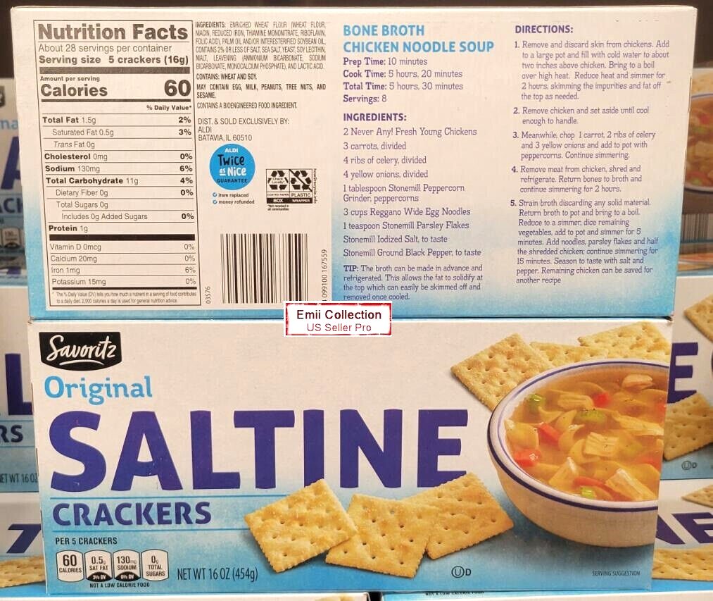Savoritz Original Saltine Crackers 16oz 454g (2 Boxes)