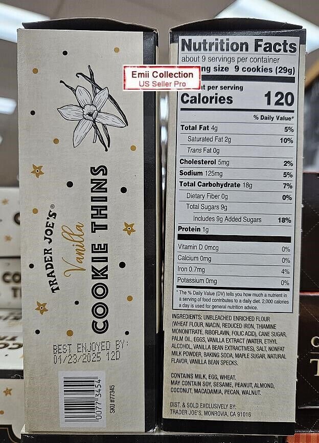 Trader Joe’s Vanilla Cookie Thins 9oz 255g (2 Boxes)