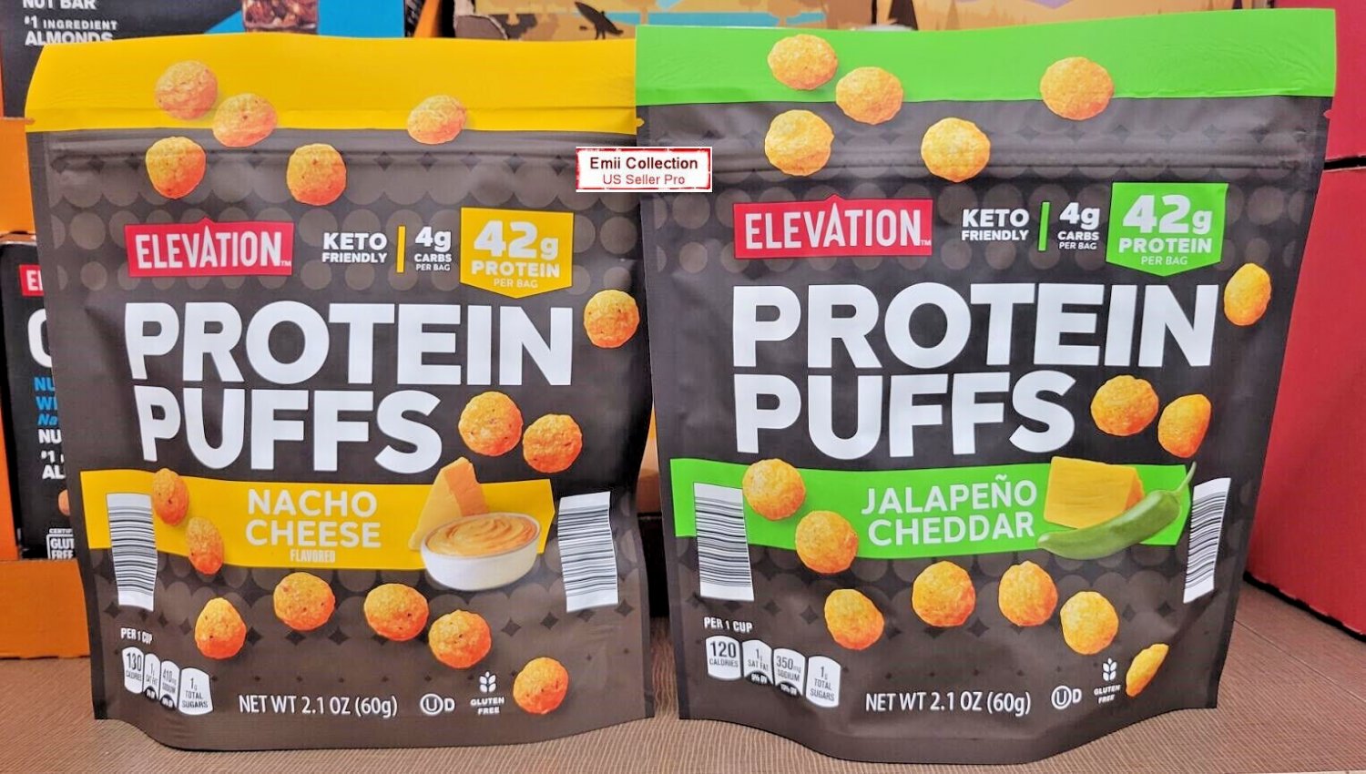 Elevation Keto Friendly Protein Puffs Nacho Cheese & Jalapeno Cheddar ...