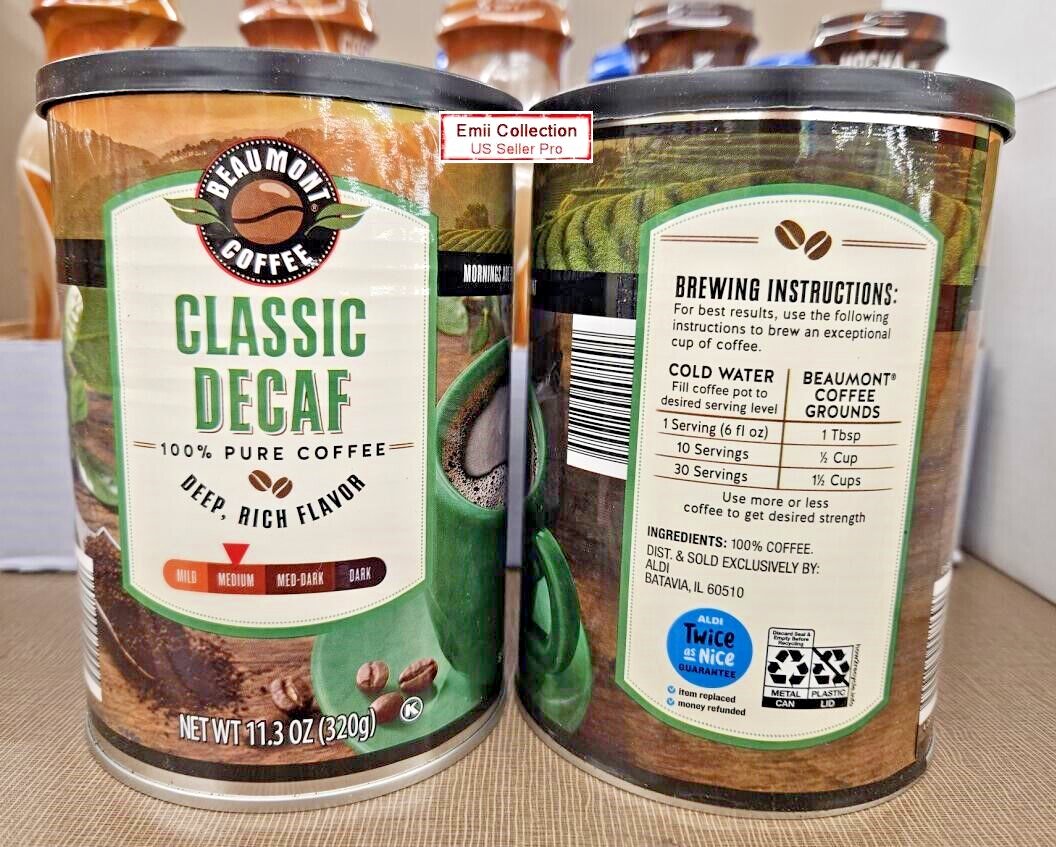 Beaumont Coffee Classic Decaf 100% Pure Coffee Deep Rich Flavor 11.3oz ...