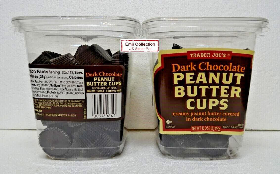 Trader Joe's Dark Chocolate Peanut Butter Cups 16oz 454g Bundle