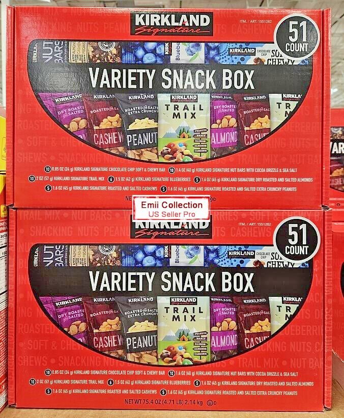 Kirkland Signature Variety Snack Box 51 Count 75.4oz 2.14kg (2 Boxes)