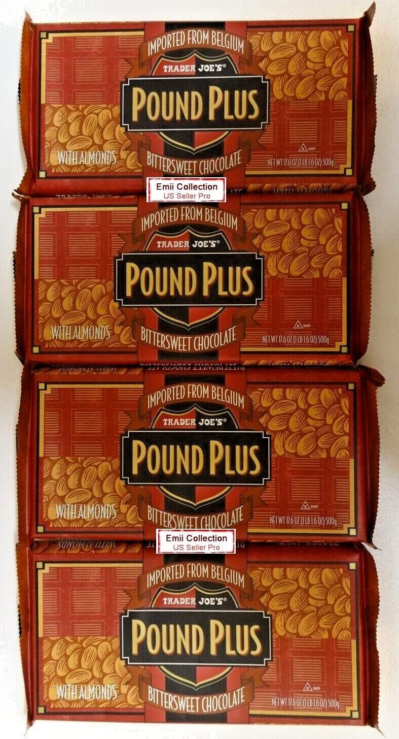 Trader Joe's Pound Plus Belgium Bittersweet Chocolate with Almonds (4 Bars)