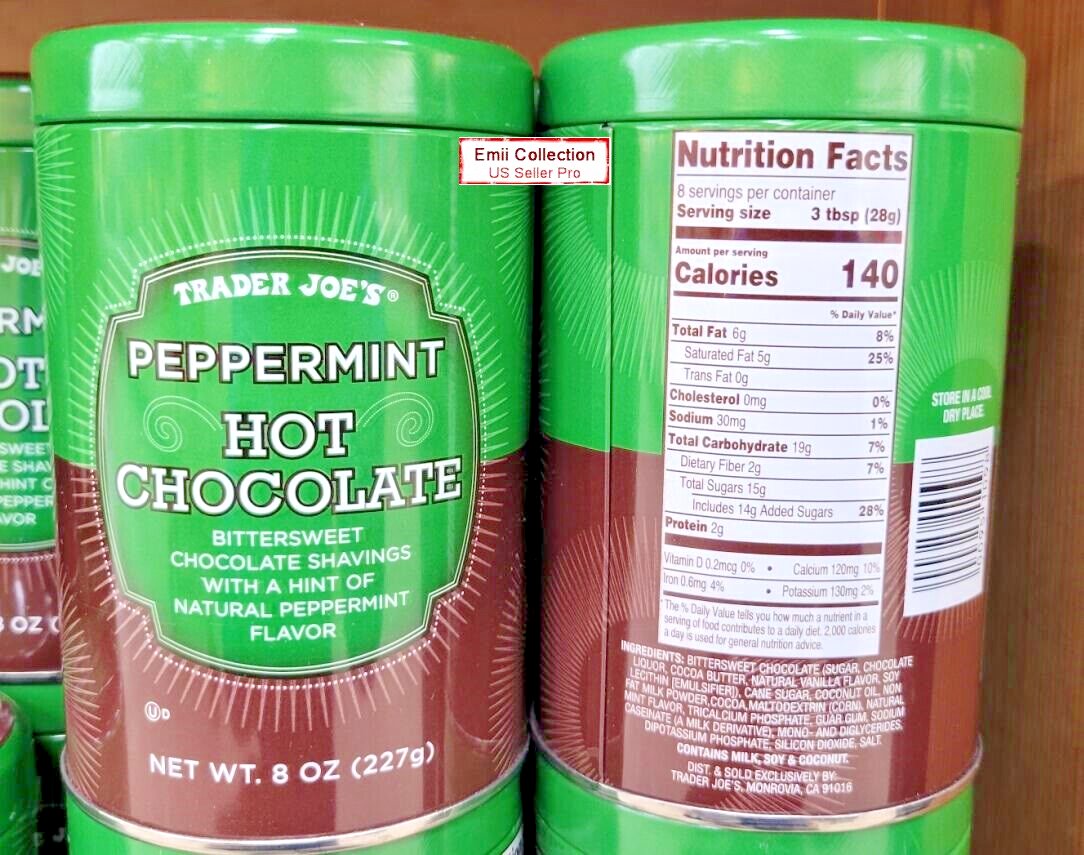 Trader Joe s Peppermint Hot Chocolate 8oz 227g (2 Tins)