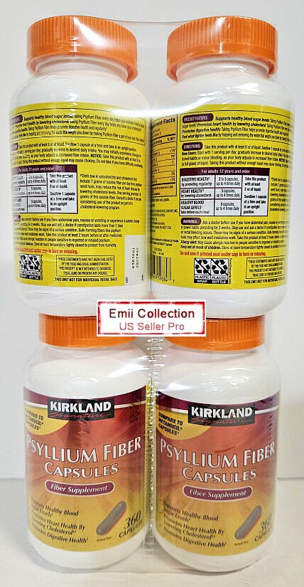 Kirkland Signature Psyllium Fiber 360 Capsules 2 sets/4 bottles