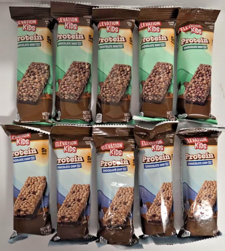 Elevation Kids Protein Chocolate Chip & Chocolate Mint 1.27oz 36g (10 Bars)