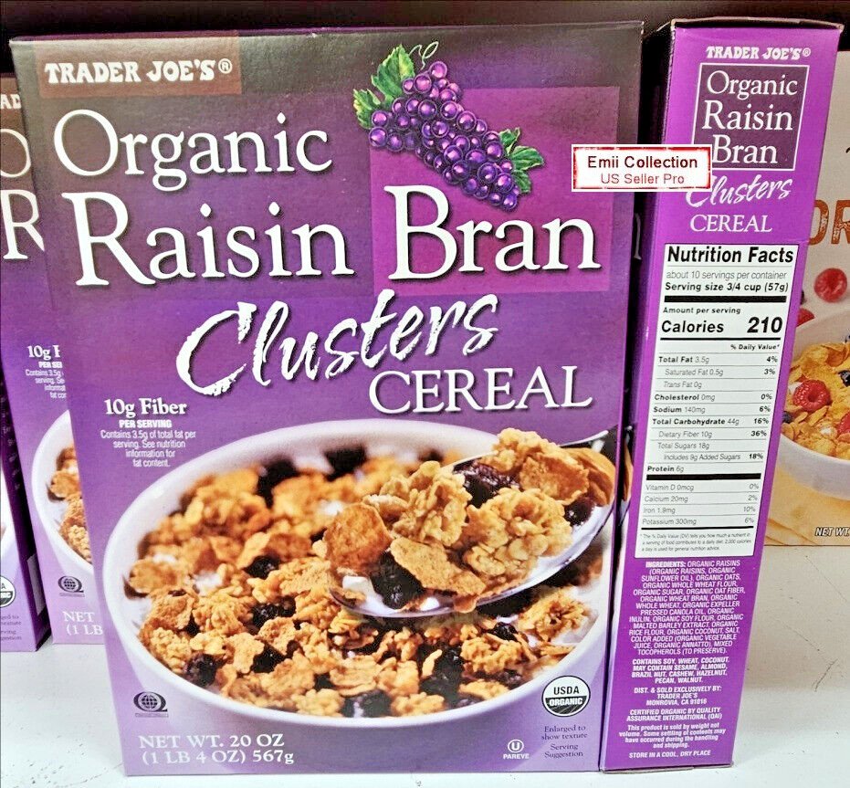 Trader Joe’s Organic Raisin Bran Clusters Cereal 20oz 567g (2 Boxes)
