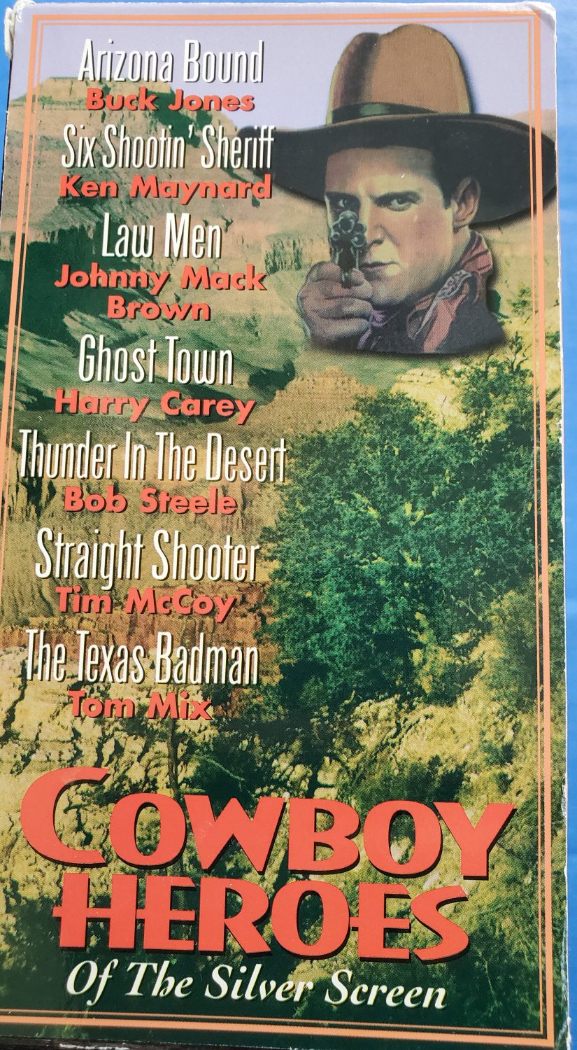 Cowboy Heroes of The Silver Screen 4 VHS Tapes 7 Western Movies Tom Mix ...