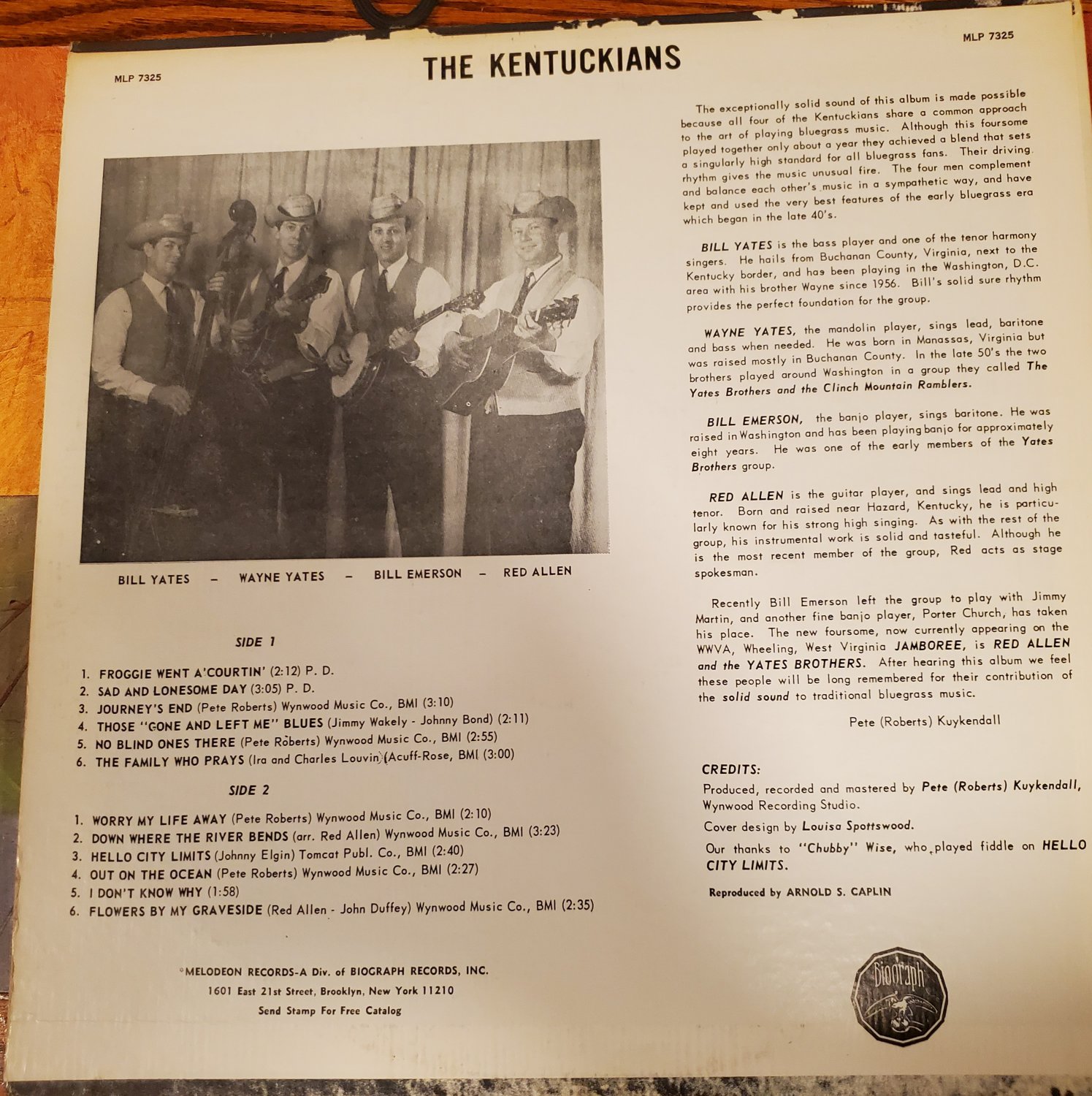 The Solid Bluegrass Sound Of The Kentuckians Red Allen Album 33 RPM ...