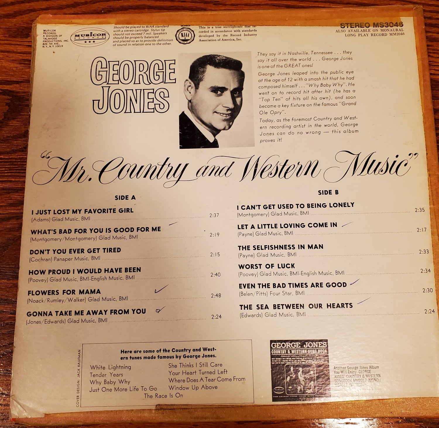George Jones Mr. Country & Western Music Musicor MS 3046 33 RPM Record ...