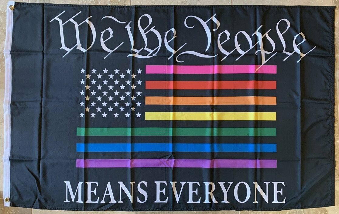 We The People Means Everyone Rainbow USA Equality Black 3X5 Flag Rough ...