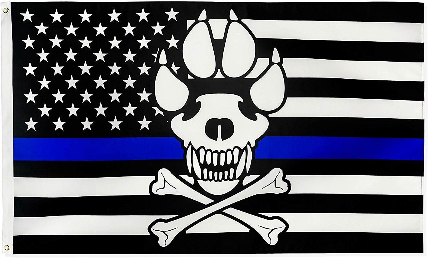 POLICE MEMORIAL K9 DOG SKULL & PAW BLUE LIVES MATTER USA FLAG Rough Tex ...