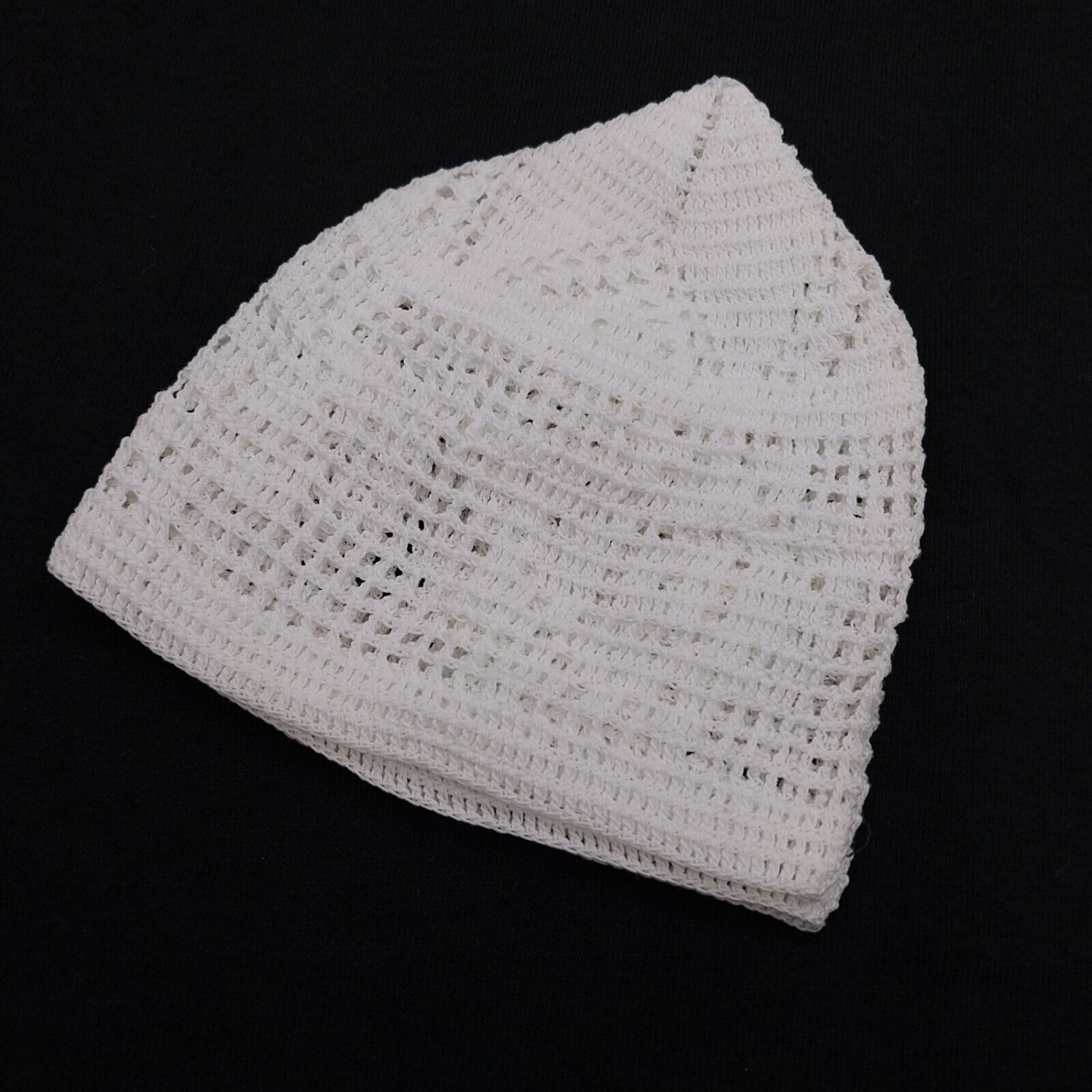 White Cotton Crochet Kufi Soft Beanie Knitted Muslim Prayer Skull Cap ...