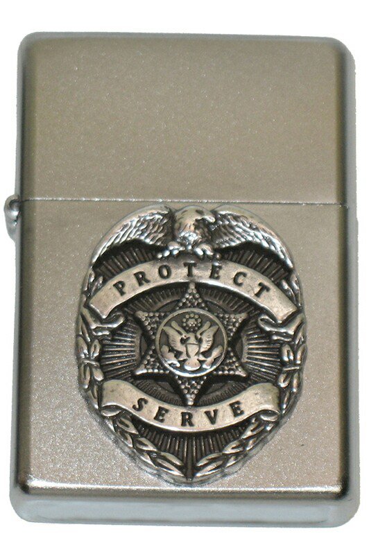 Police Badge Custom Lighter Fluid Flint Spark Top Flame ~NEW~