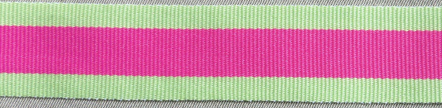 5 Yds. LIME GREEN & HOT PINK STRIPE GROSGRAIN 7/8" wide