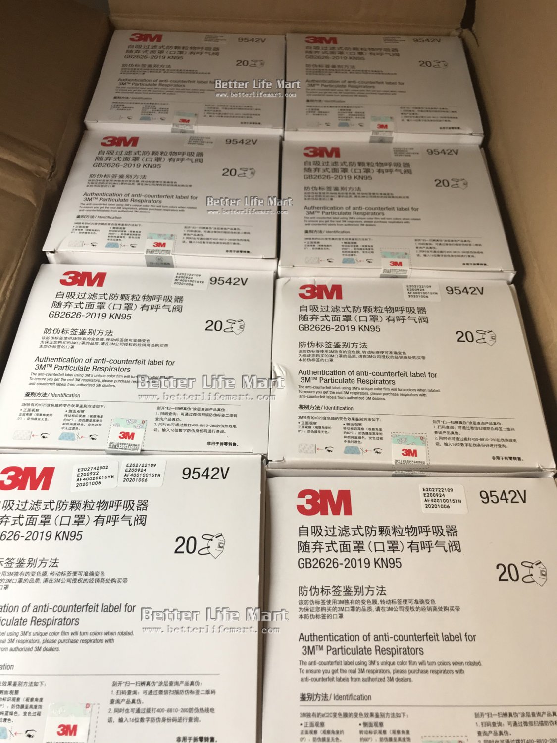 20pcs 3M 9542V KN95 Particulate Respirator Face Mask, Activated Carbon ...