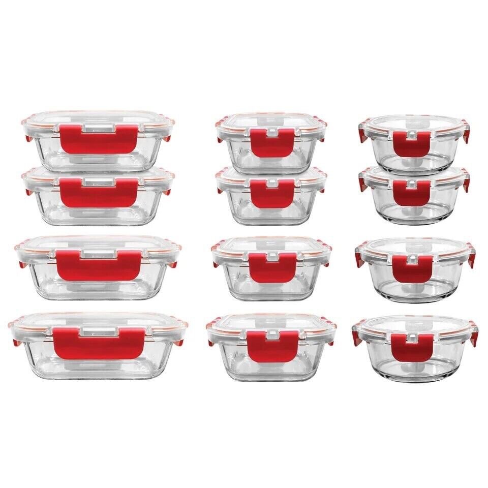24-Piece PYREX Glass Food Storage Stackable borosilicate Leak-proof