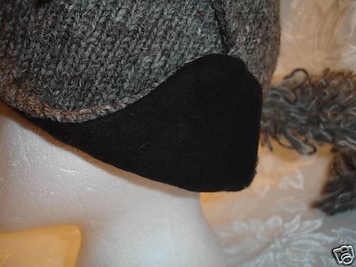 Gray Squirrel HAT knit ski cap CURLY fur TAIL Adult LINED grey ...