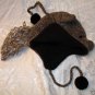 Gray Squirrel HAT knit ski cap CURLY fur TAIL Adult LINED grey ...
