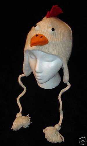 Adult CHICKEN HAT knit cap LINED farm animal Halloween costume ADULT ...
