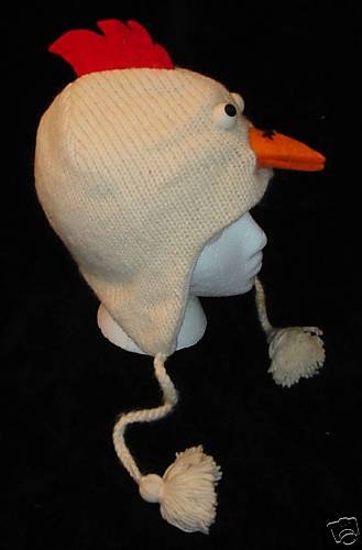 Adult CHICKEN HAT knit cap LINED farm animal Halloween costume ADULT ...