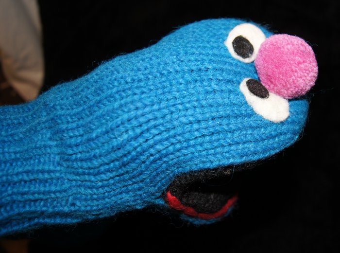 Adult Grover MITTENS blue KNIT Fleece Lined ADULT Halloween costume ...