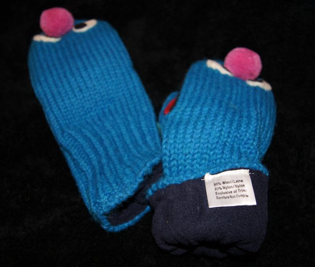 Adult Grover MITTENS blue KNIT Fleece Lined ADULT Halloween costume ...
