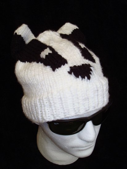 BADGER HAT Knit RIGID EARS Soft & Stretchy ONE SIZE FITS ALL adult men ...