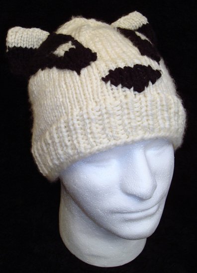 BADGER HAT Knit RIGID EARS Soft & Stretchy ONE SIZE FITS ALL adult men ...