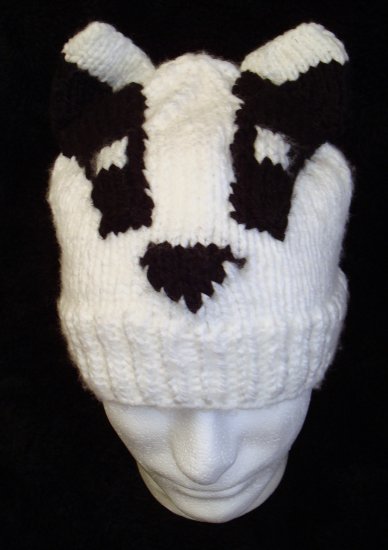 BADGER HAT Knit RIGID EARS Soft & Stretchy ONE SIZE FITS ALL adult men ...
