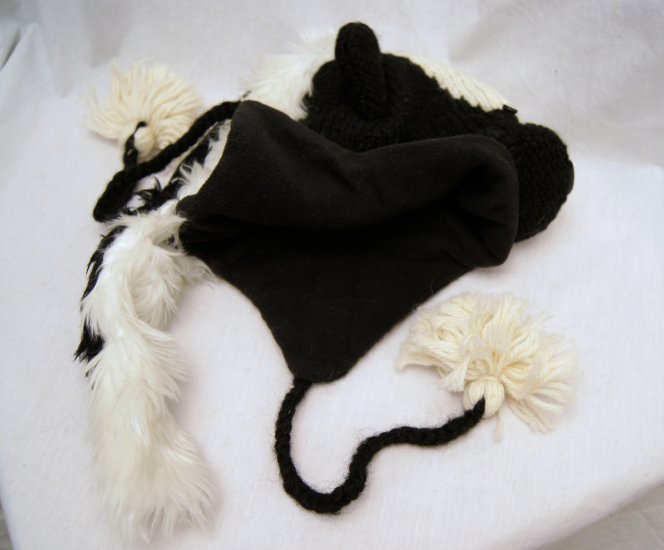BADGER HAT ADULT skunk KNIT Ski cap BEANIE animal Costume Helmet Head ...