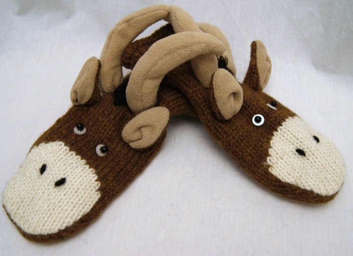 ADULT Mountain Goat LONG HORN SHEEP MITTENS longhorn KNIT MENS WOMENS