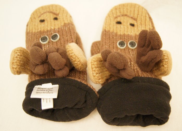 ADULT Moose MITTENS knit bullwinkle FLEECE LINED Christmoose warm ...