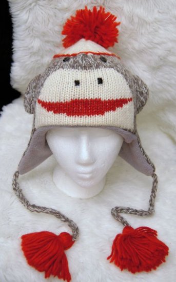 SOCK MONKEY HAT Adult Classic online web wear BUY HERE Soft Lined ...