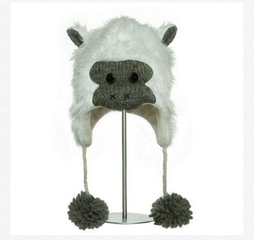 WHITE GORILLA ape monkey Hat knit cap unisex yeti style costume Lined ...