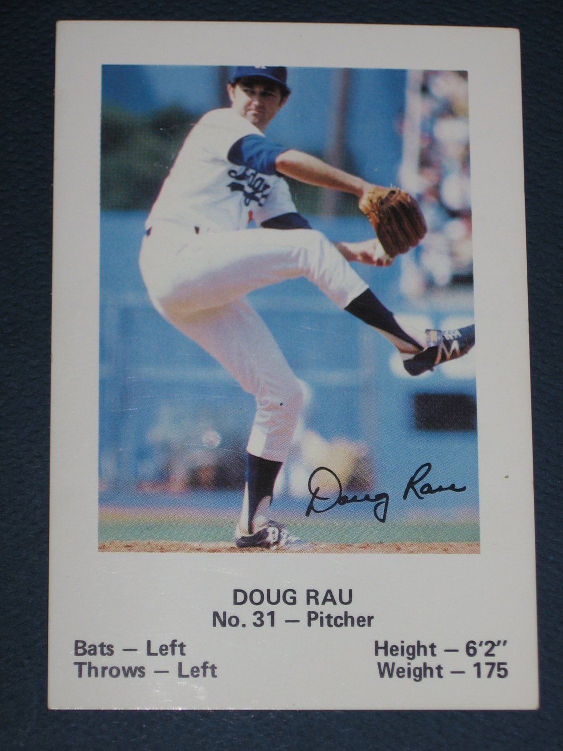 Dodgers DOUG RAU #31 Baseball TRADING CARD Los Angeles Police Department