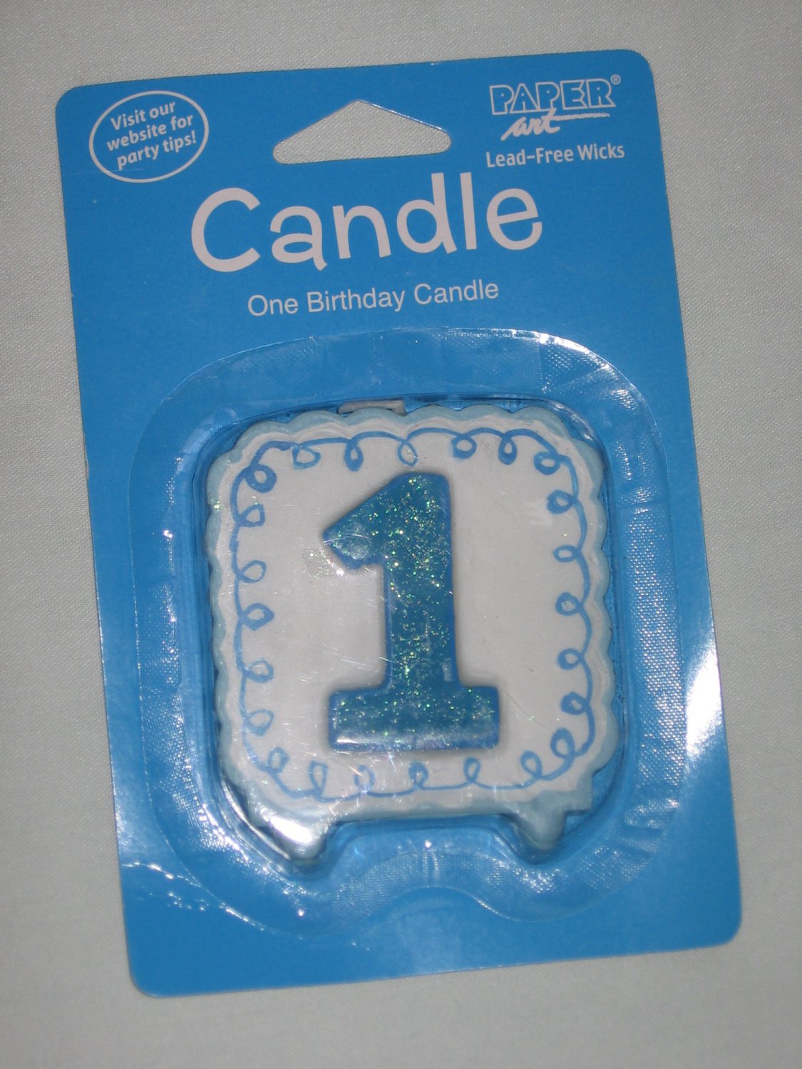 Birthday Candle Number ONE 1 Blue with Glitter by Paper Art New in Package