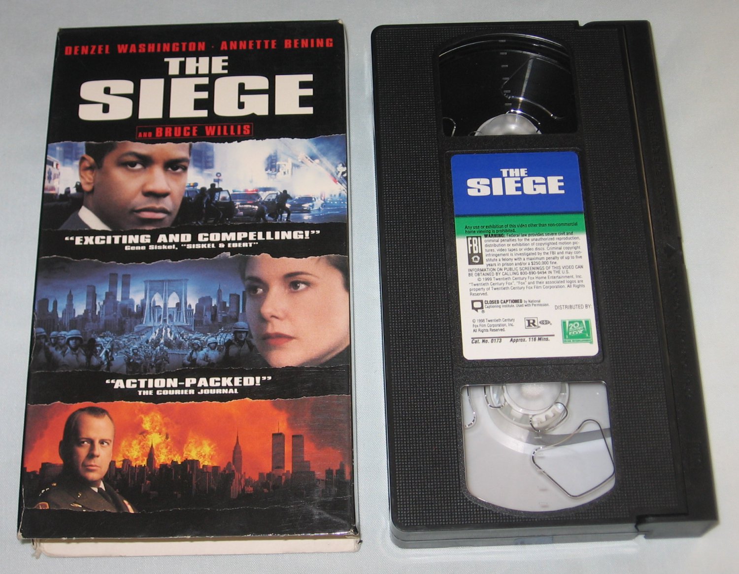 The Siege (VHS, 1999) Denzel Washington, Annette Bening, Bruce Willis ...